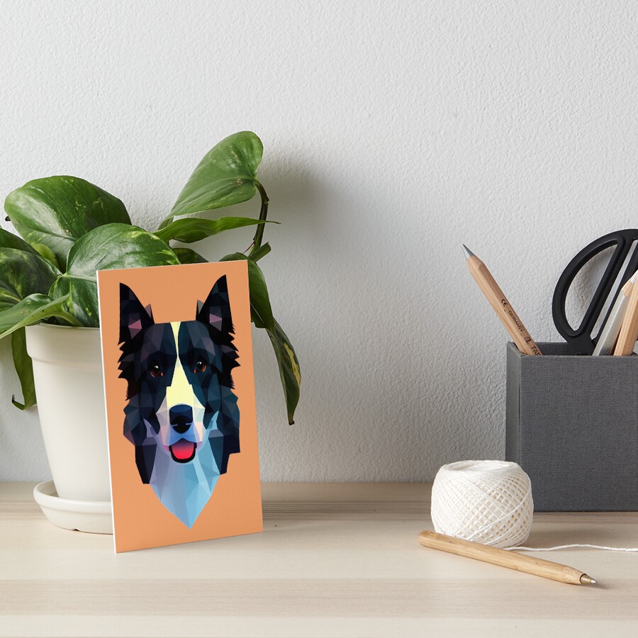 "Border Collie Face" Art Board Print for Sale by PolygonXYZ | Redbubble