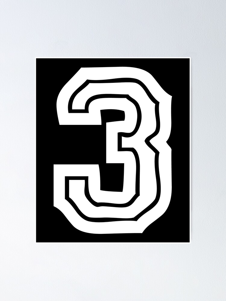 "Three White Number Three" Poster for Sale by Aurorapod | Redbubble