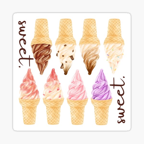 "Watercolor Ice Cream Cones, Sweet." Sticker for Sale by leacohen ...