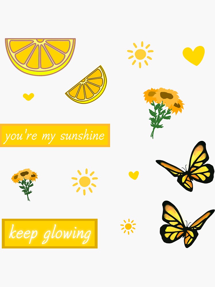 "Pretty Sunny Yellow Aesthetic Sticker Sheet" Sticker for Sale by Loafs ...