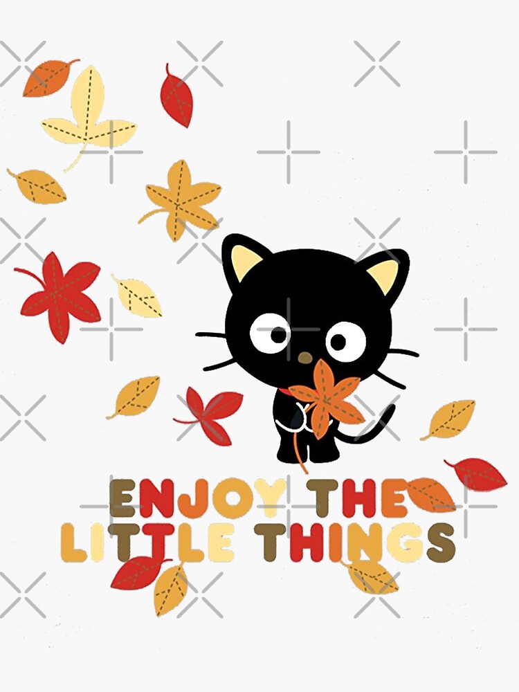 "Chococat Enjoy The Little Things Fall Leaves T-Shirt" Sticker for Sale ...