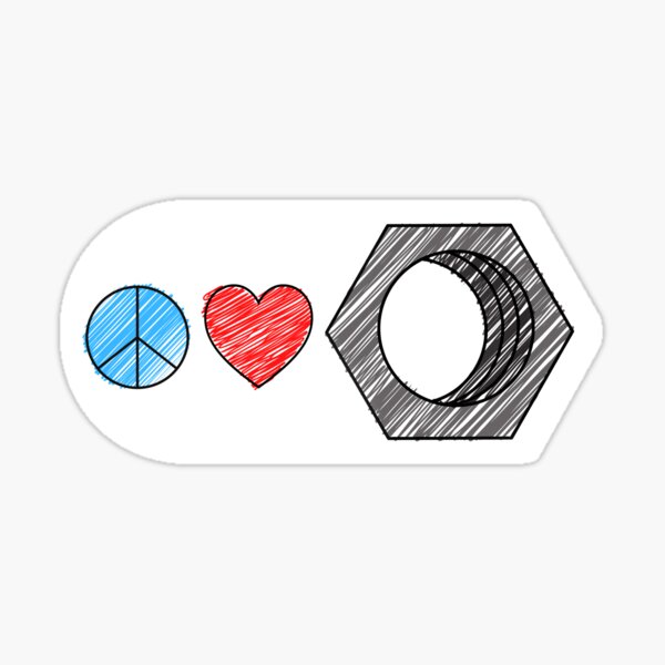 "Peace, Love, and a Giant Nut" Sticker for Sale by RFCApparel | Redbubble