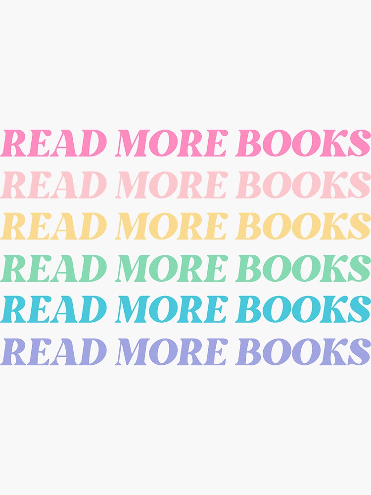 "Cute READ MORE BOOKS kawaii pastel rainbow retro lettering " Sticker ...