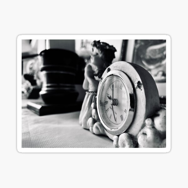 "Vintage Clock on Black and white" Sticker for Sale by javisolarte ...