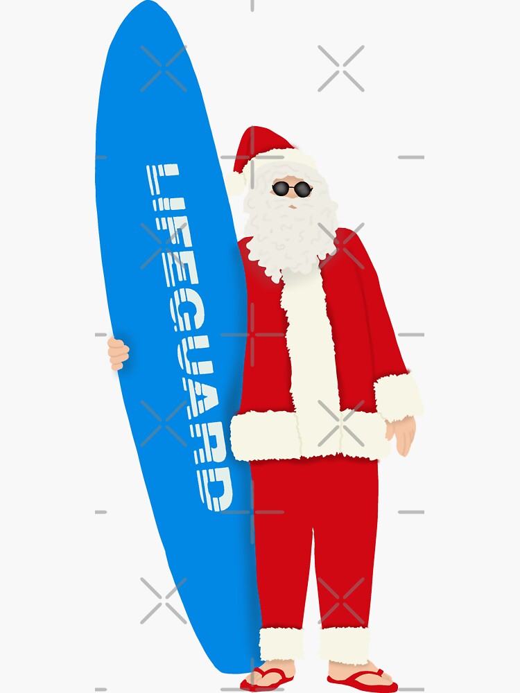 "Lifeguard santa" Sticker for Sale by Becky-Marie | Redbubble
