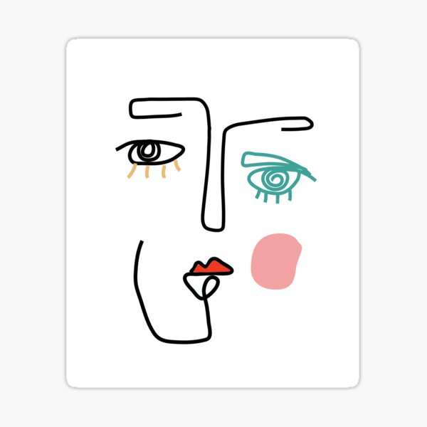 "Face Line Art| Line Drawing" Sticker for Sale by mandydsgn | Redbubble