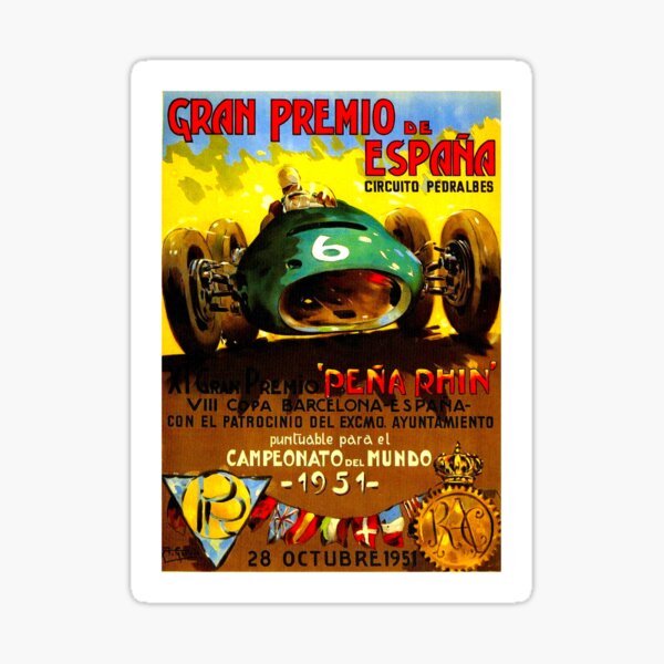"PENA RHIN : Vintage 1951 Grand Prix Auto Advertising Print" Sticker ...
