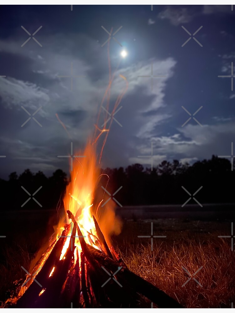 "Bone Fire Photography With Full Moon In The Woods" Poster for Sale by ...
