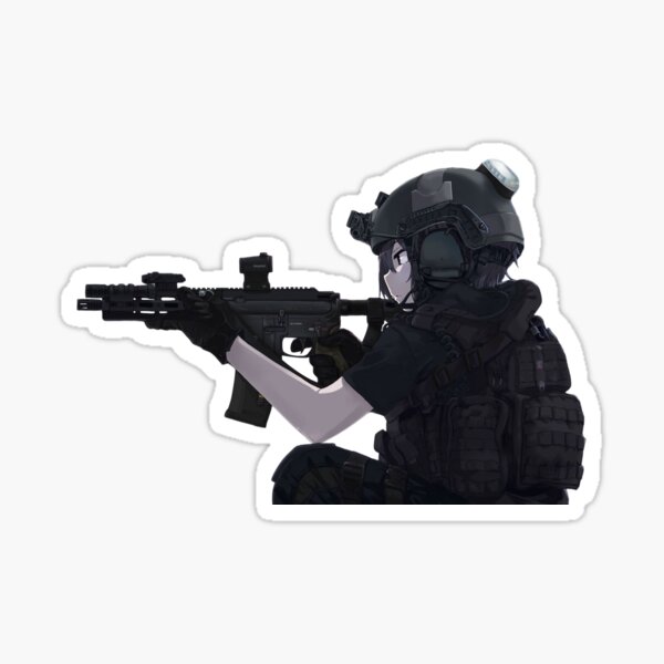 "Military Anime Girl" Sticker for Sale by kittiescuties | Redbubble