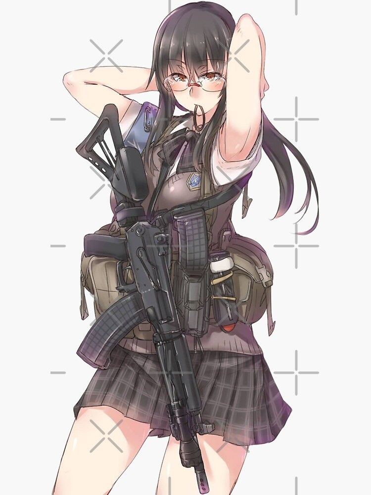 "Anime Girl Gun" Sticker for Sale by kittiescuties | Redbubble
