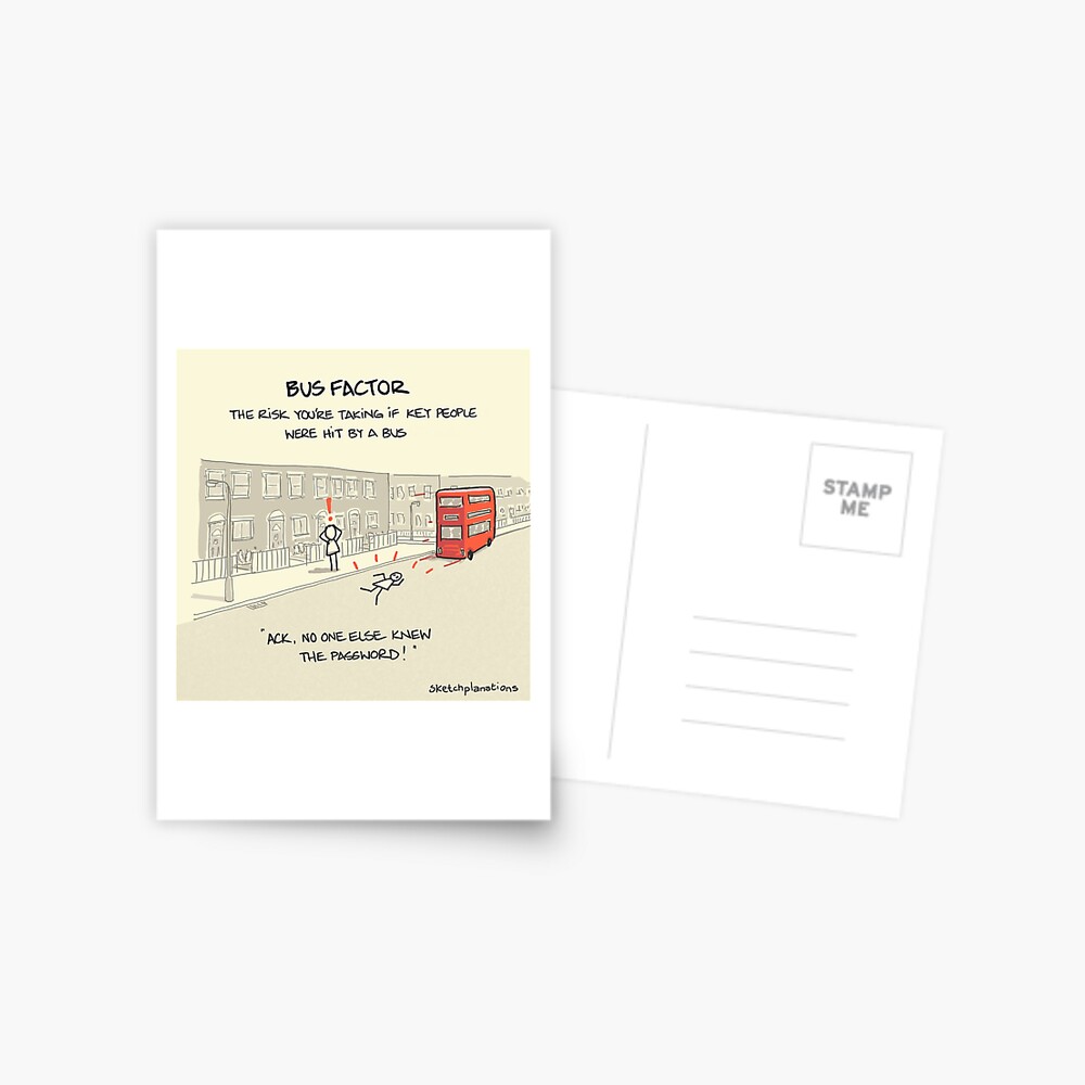 "The bus factor" Sticker for Sale by sketchplanator | Redbubble