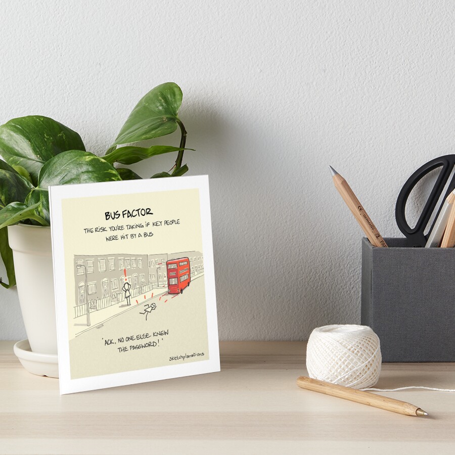 "The bus factor" Sticker for Sale by sketchplanator | Redbubble