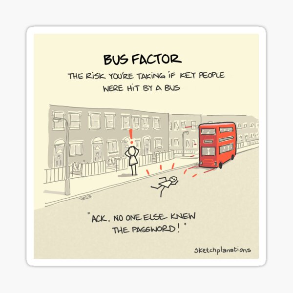 "The bus factor" Sticker for Sale by sketchplanator | Redbubble