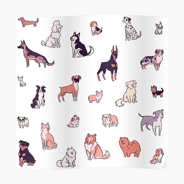 Póster «Perros, perros y más perros - Paquete de pegatinas de 25 razas ...