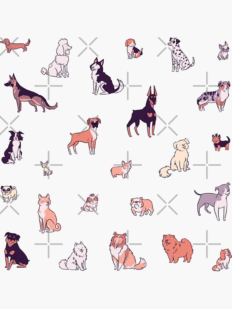 "Dogs, dogs and more dogs - 25 dog breeds sticker pack for dog lovers ...