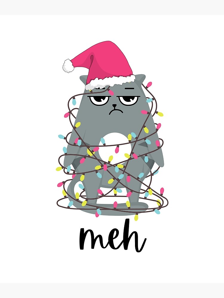 "Grumpy kitty tangled in Christmas lights" Poster for Sale by JoeyGrace ...