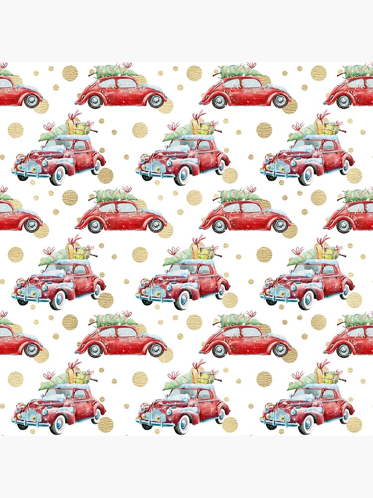 "Red Christmas Cars with Tree Patterns" Poster for Sale by SixelaDesign ...