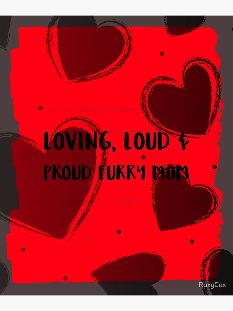 Póster «Mamá peluda cariñosa, ruidosa y orgullosa con fondo rojo y ...