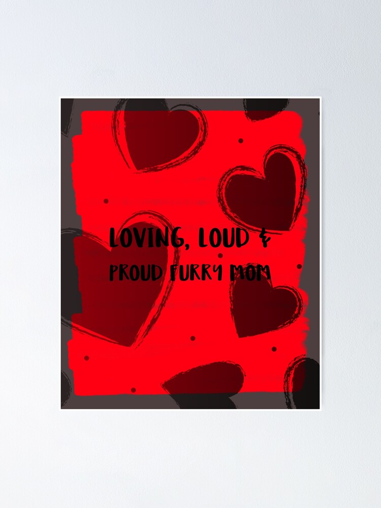 Póster «Mamá peluda cariñosa, ruidosa y orgullosa con fondo rojo y ...