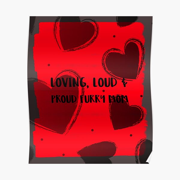 Póster «Mamá peluda cariñosa, ruidosa y orgullosa con fondo rojo y ...