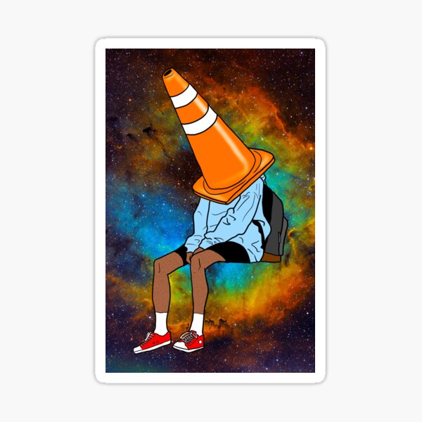"Cone Head with Rainbow Galaxy Background - variant B" Sticker for Sale ...