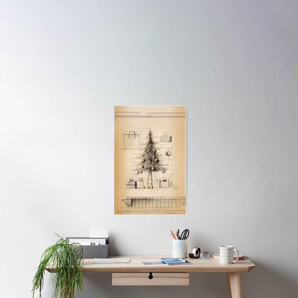 "Technical drawing with measurements and calculations of a Christmas ...