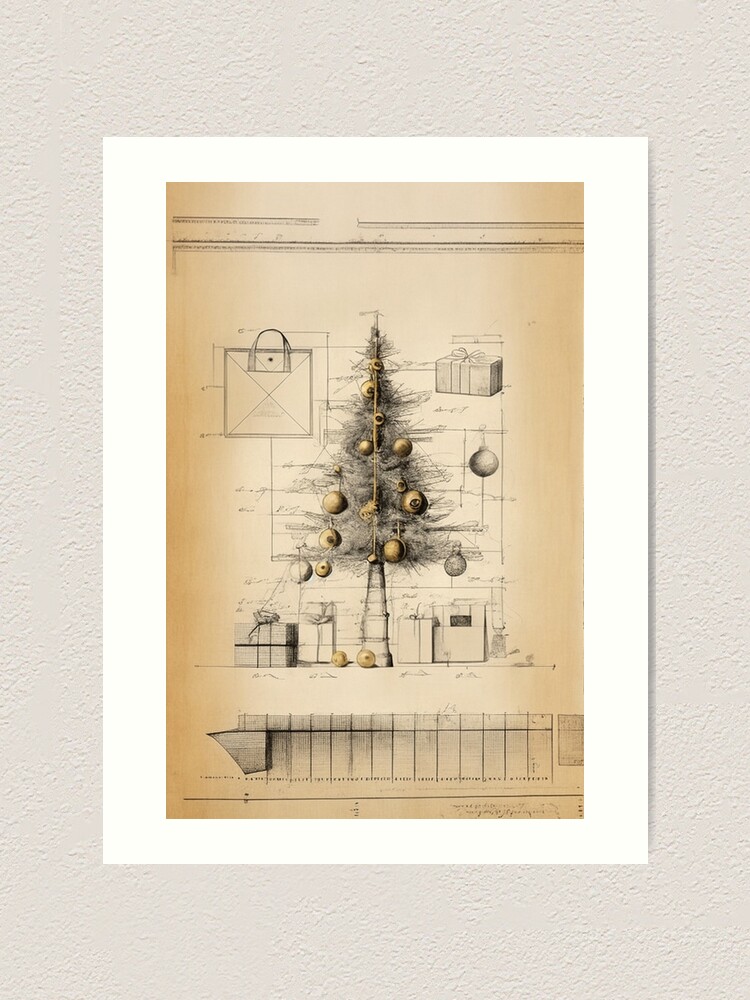 "Technical drawing with measurements and calculations of a Christmas ...