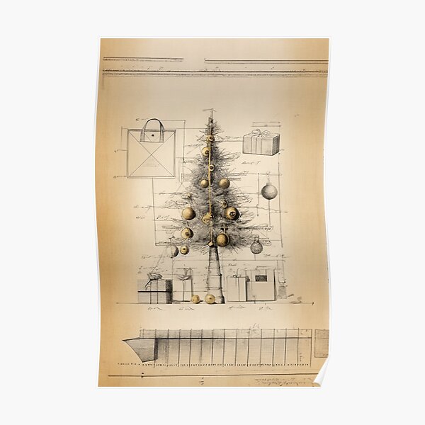 "Technical drawing with measurements and calculations of a Christmas ...
