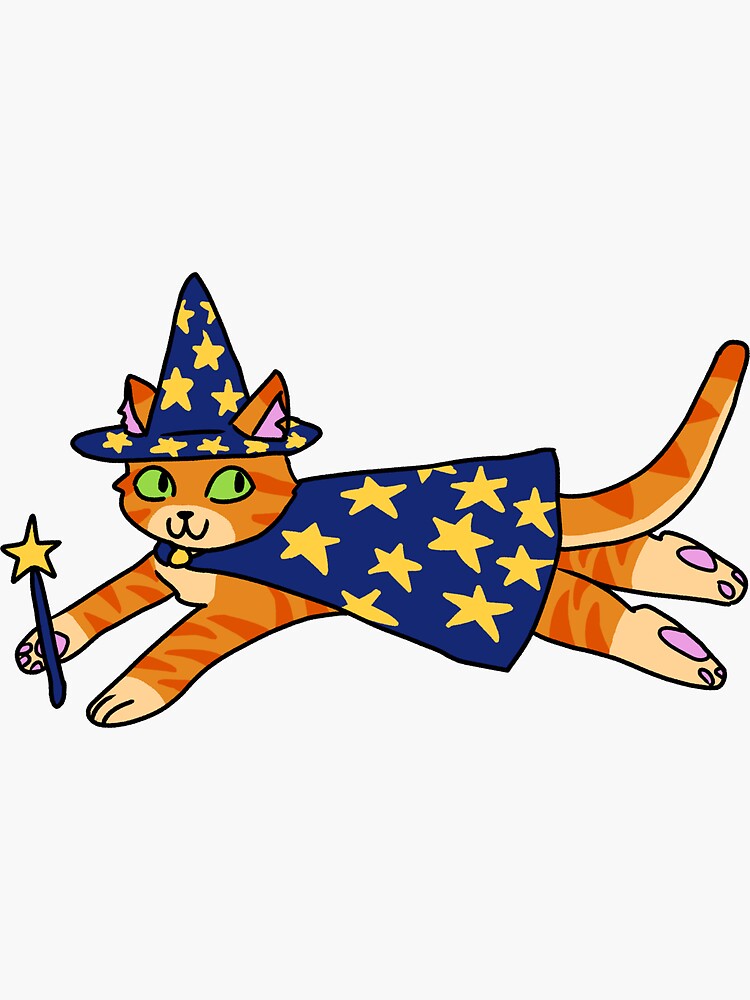 "Wizard Cat! Orange Tabby Version" Sticker for Sale by wintrecat ...