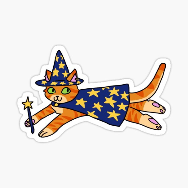 "Wizard Cat! Orange Tabby Version" Sticker for Sale by wintrecat ...