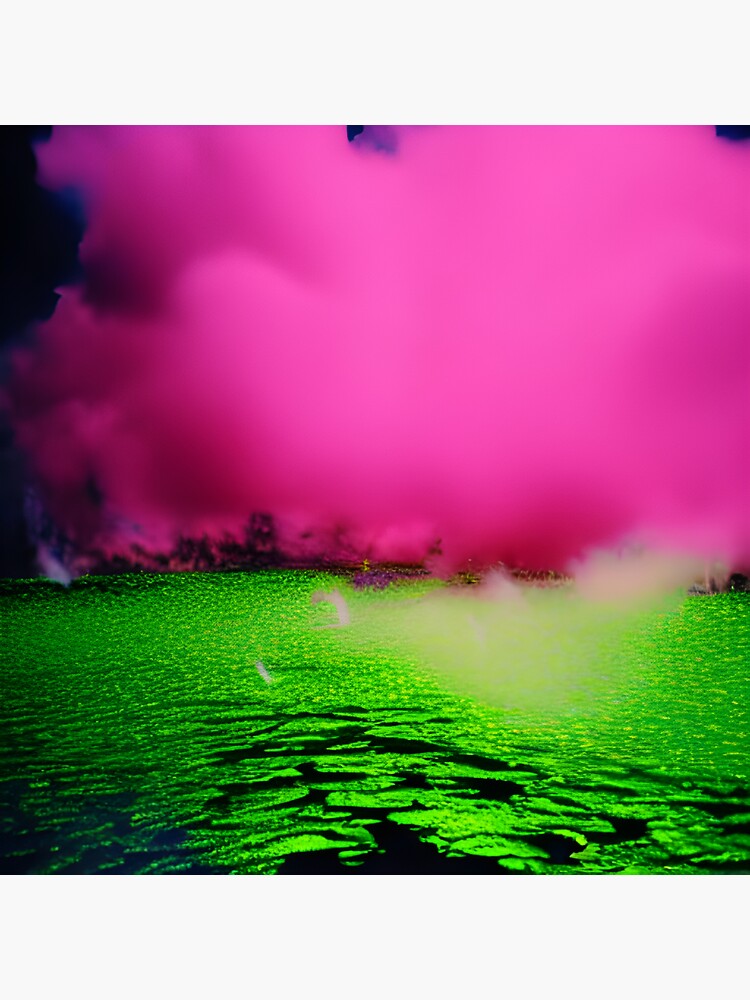 "Toxic green landscape & purple clouds" Sticker for Sale by ...