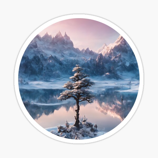 "Frozen Bonsai Tree Lake Winter Landscape" Sticker for Sale by ...