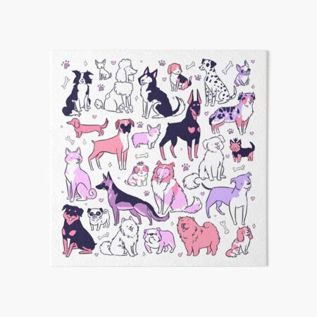 "Cute pink 25 dog breeds pattern cartoon illustration for dog lovers ...