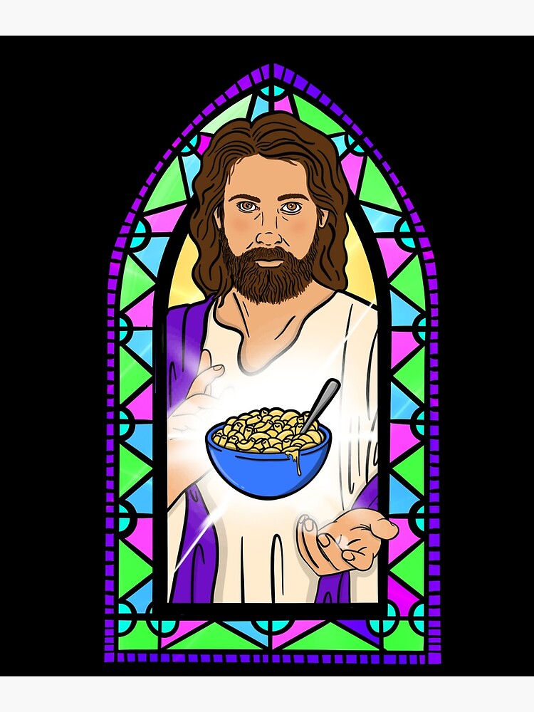 "Mac And Cheese Lover Funny Jesus Christian Stained Glass" Poster for ...