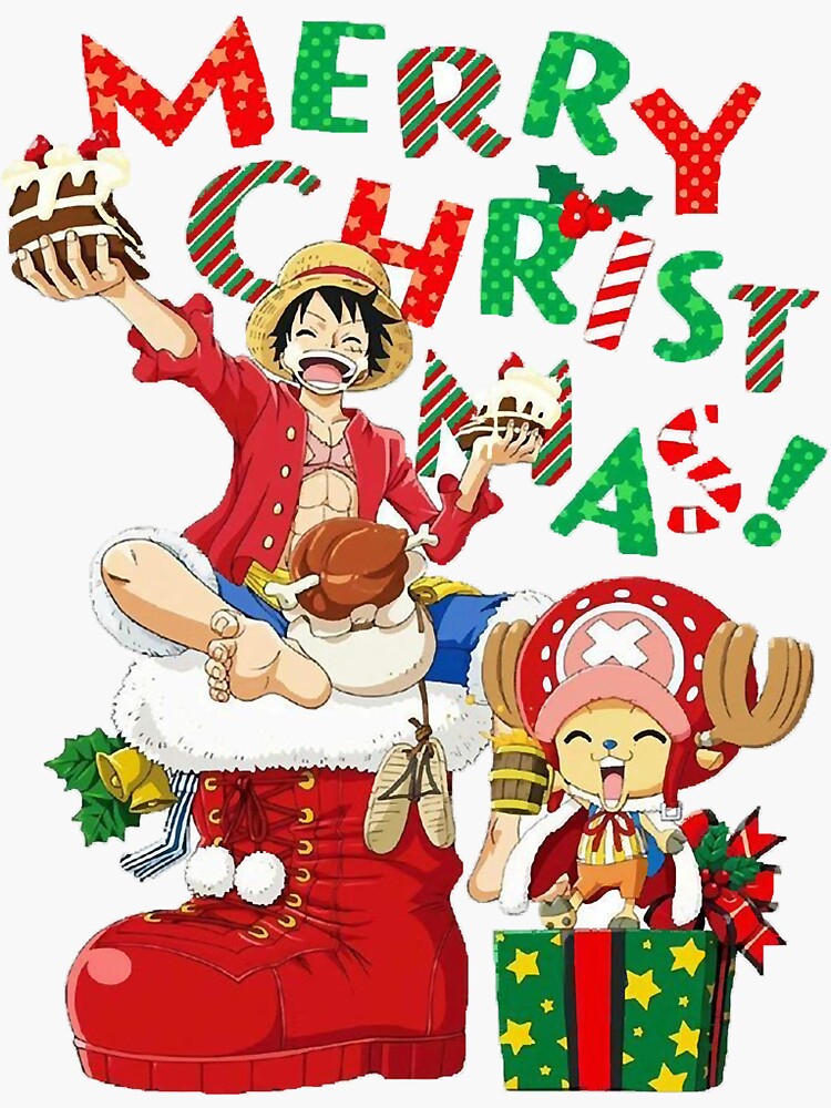 Pegatina «Feliz Navidad de Luffy y Chopper One Piece , Luffy y Chopper ...
