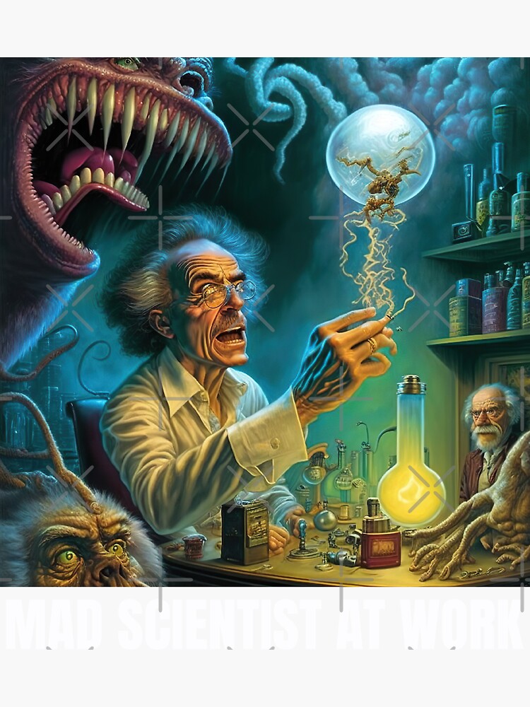 "Mad Scientist Creating Monsters" Sticker for Sale by duronbshop ...