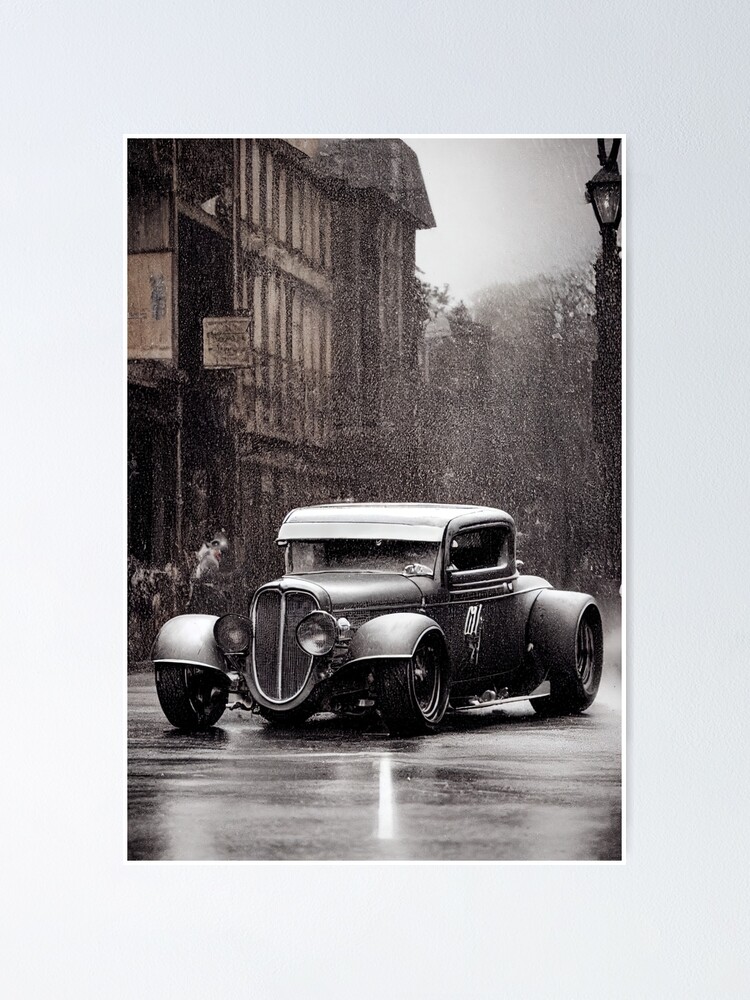 "Vintage Hot Rod in the Rain, a perfect gift for all American Hot Rod ...