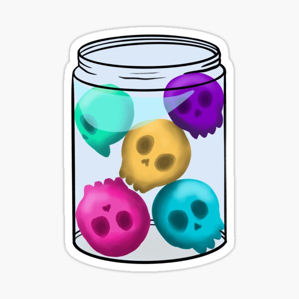 "Jar of candy skulls" Sticker for Sale by jaxxity | Redbubble