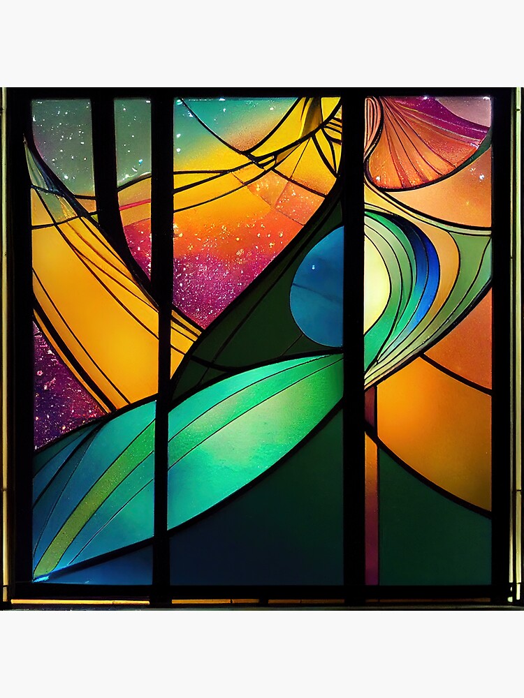 "Space Stained Glass 11 Abstract AI Generated Art" Sticker for Sale by ...