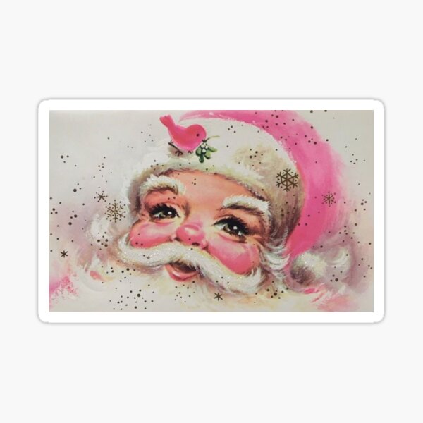 "Vintage Pink Santa" Sticker for Sale by Mseabro | Redbubble