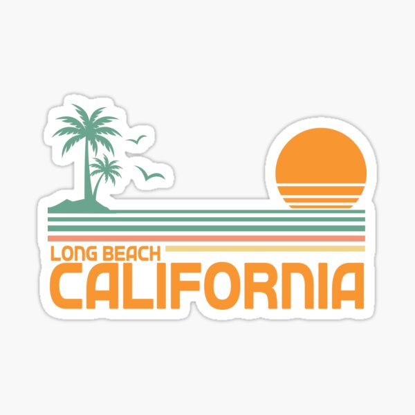 "GRAPHIC TEES RETRO LONG BEACH CARIFORNIA VINTAGE PALM TREE SEABIRD GO ...