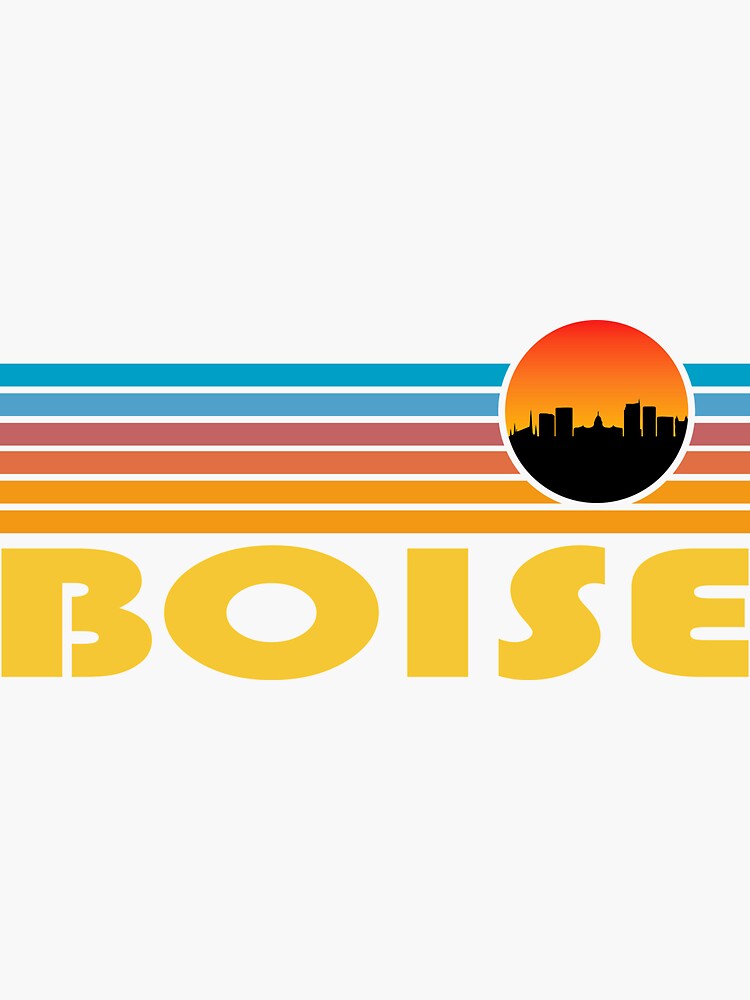 "Boise City Skyline Hometown Retro Design" Sticker for Sale by ...