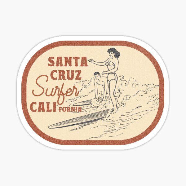 "Vintage Surf Sticker Santa Cruz Surfer California" Sticker for Sale by ...