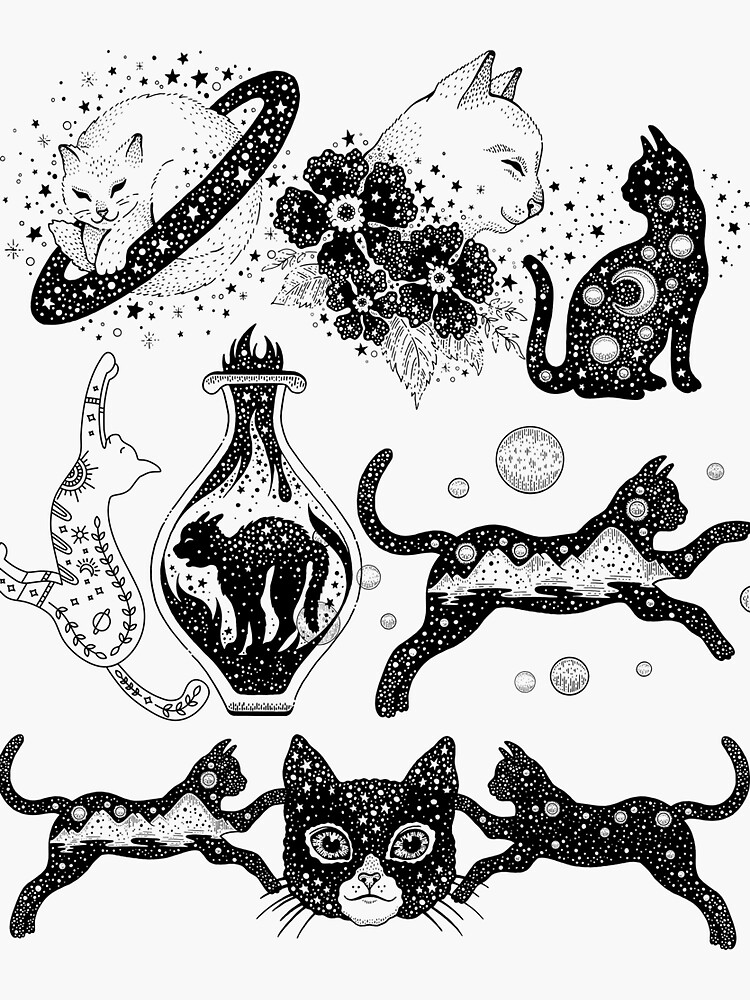 "midnight cat" Sticker for Sale by Iolamoui | Redbubble