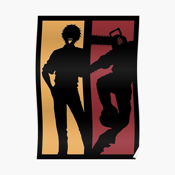 "Denji chainsaw man transparent minimalist silhouette | Black" Poster ...