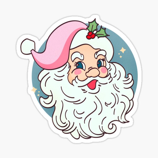 "Retro Vintage Pink Santa Claus Funny Pink Christmas" Sticker for Sale ...
