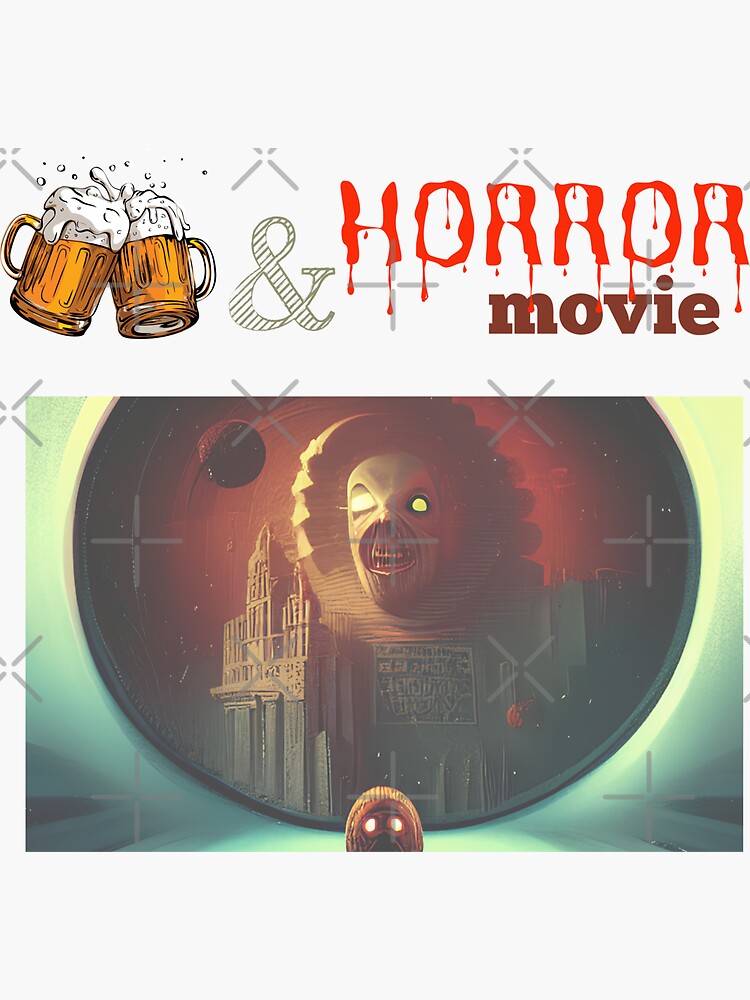 "Beer and horror movies" Sticker for Sale by praveendake | Redbubble