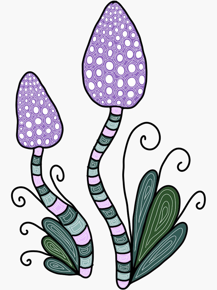 "Green & Purple Magic Mushies" Sticker for Sale by annazoretich | Redbubble
