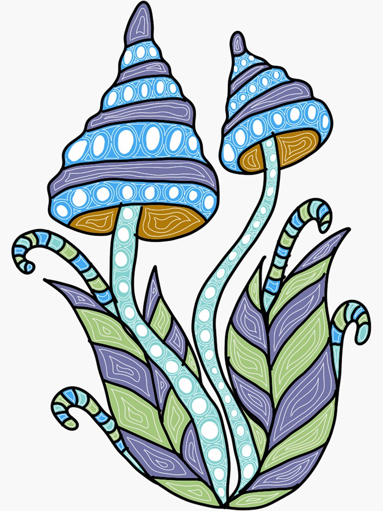 "Purple & Blue Magic Mushies" Sticker for Sale by annazoretich | Redbubble