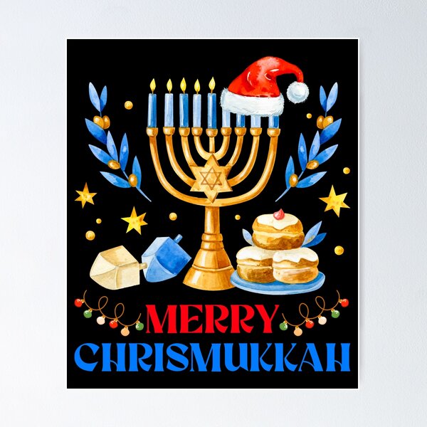 "Merry Chrismukkah Happy Hanukkah Christmas" Poster for Sale by Toranai ...